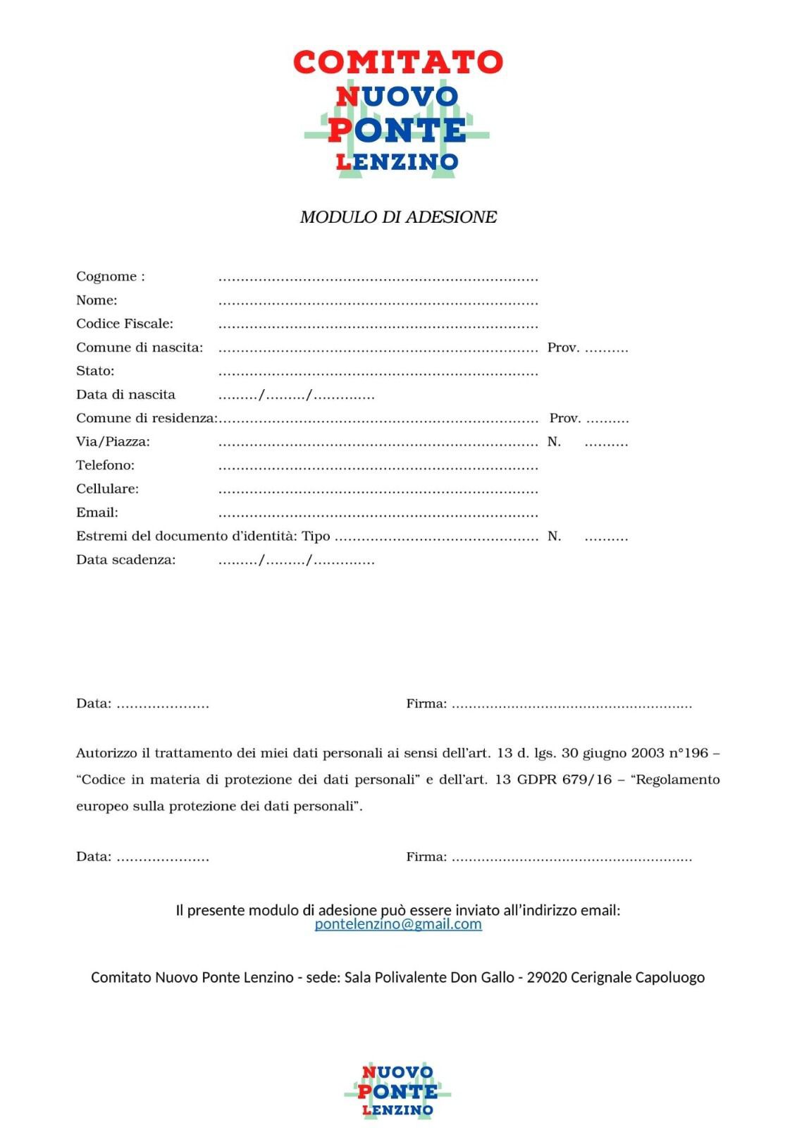 NASCE IL COMITATO NASCE IL COMITATO